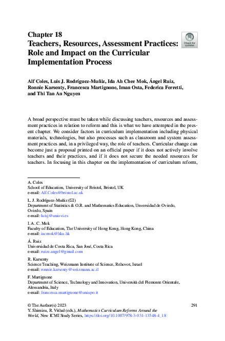 (PDF) Teachers, Resources, Assessment Practices: Role and Impact on the Curricular ...