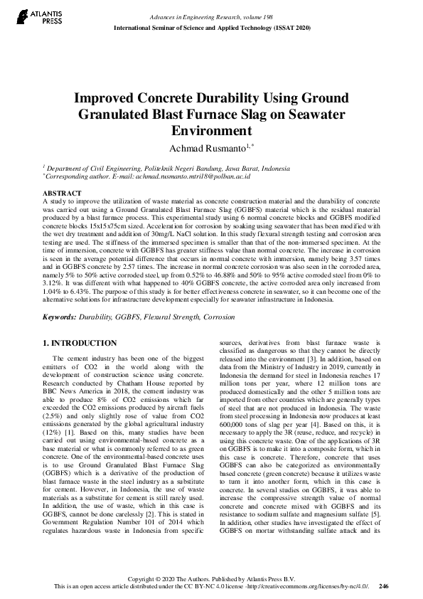 (PDF) Improved Concrete Durability Using Ground Granulated Blast ...