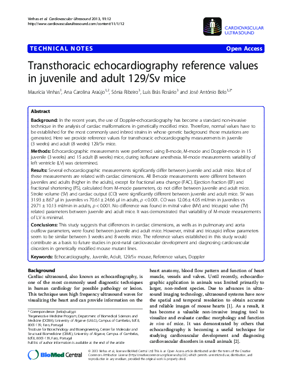 (PDF) Transthoracic echocardiography reference values in juvenile and ...