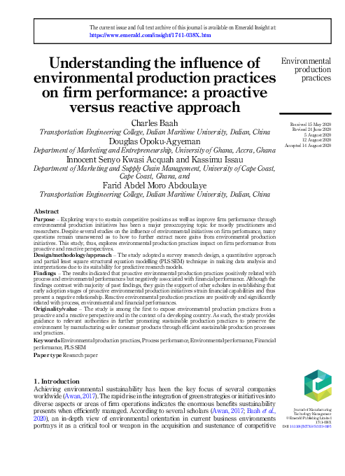 (PDF) Understanding the influence of environmental production practices ...