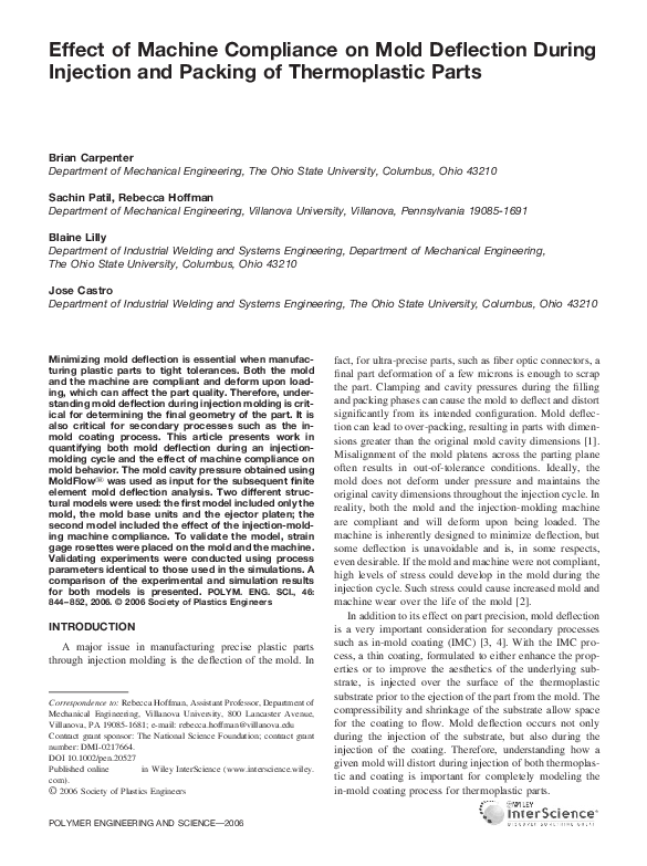 (PDF) Effect of machine compliance on mold deflection during injection ...