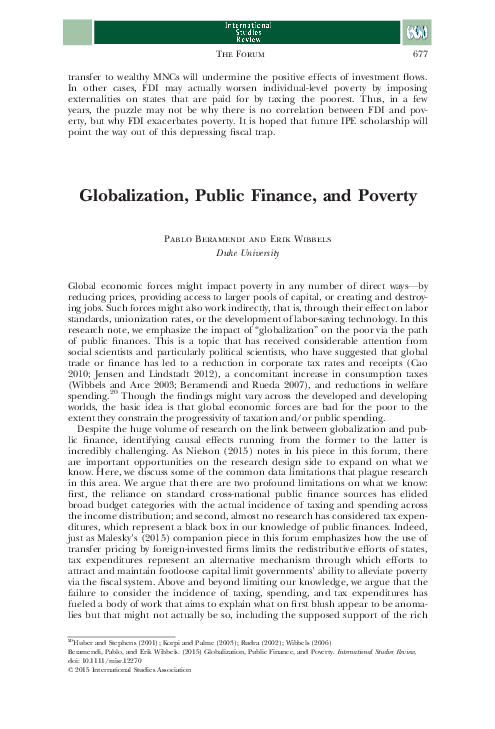 (PDF) Globalization, Public Finance, and Poverty
