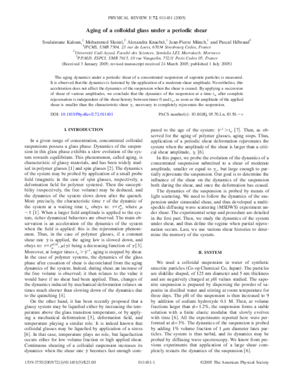 (PDF) Aging of a colloidal glass under a periodic shear