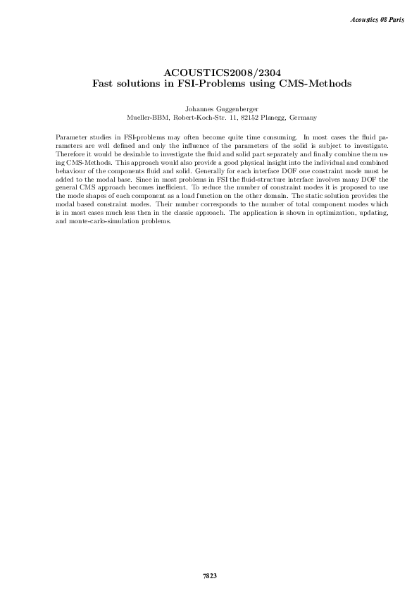 (PDF) Fast solutions in FSI-Problems using CMS-Methods