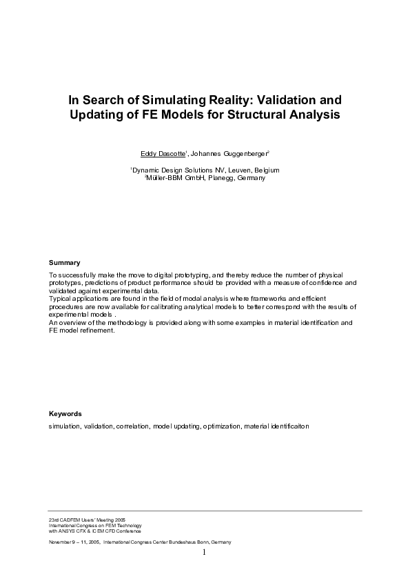 (PDF) In Search of Simulating Reality: Validation and Updating of FE Models for Structural Analysis