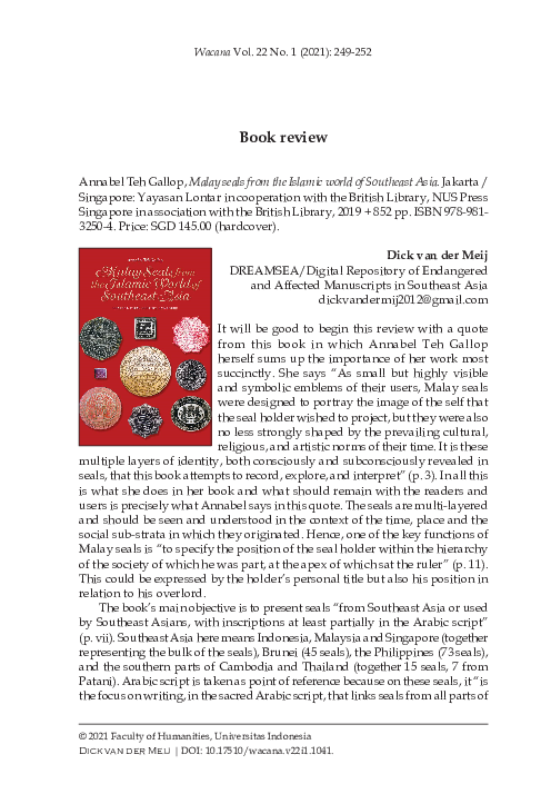 (PDF) Annabel Teh Gallop, Malay seals from the Islamic world of ...