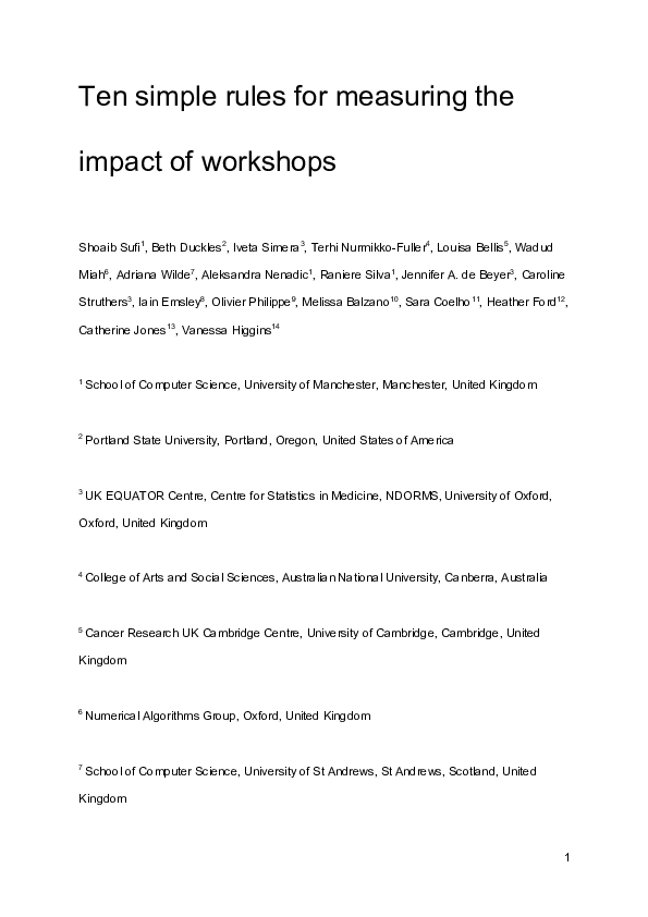 (PDF) Ten simple rules for measuring the impact of workshops