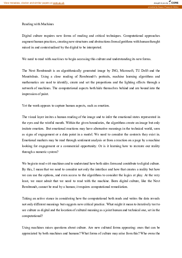(PDF) Reading with machines