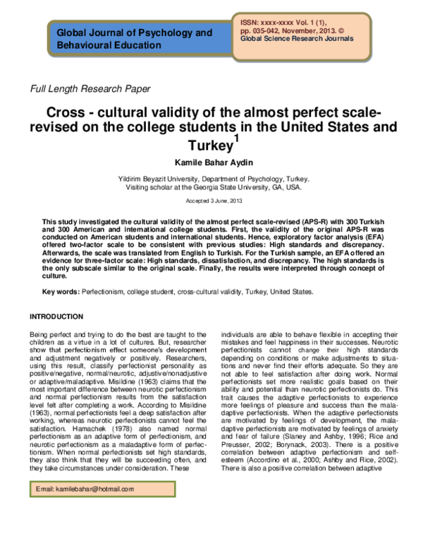 (PDF) Cross-Cultural Validity of the Almost Perfect Scale-revised for ...