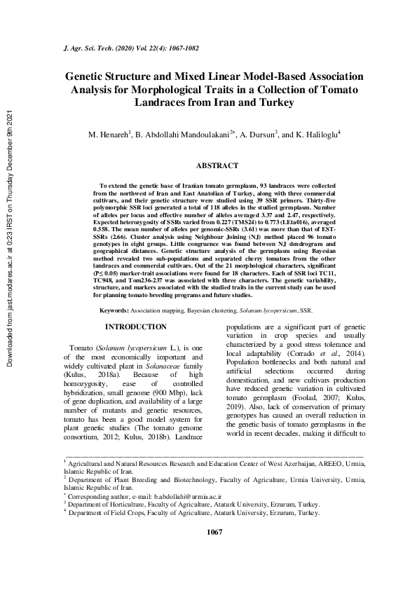 (PDF) Genetic Structure and Mixed Linear Model-Based Association Analysis for Morphological ...