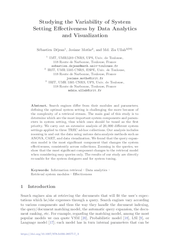 (PDF) Studying the Variability of System Setting Effectiveness by Data Analytics and Visualization