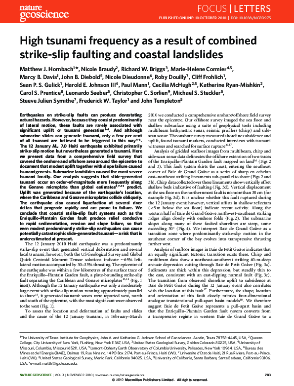 (PDF) High tsunami frequency as a result of combined strike-slip ...