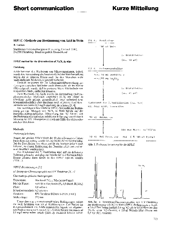 (PDF) HPLC-Methode zur Bestimmung von Azid in Wein
