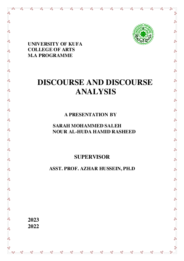 (PDF) DISCOURSE AND DISCOURSE ANALYSIS