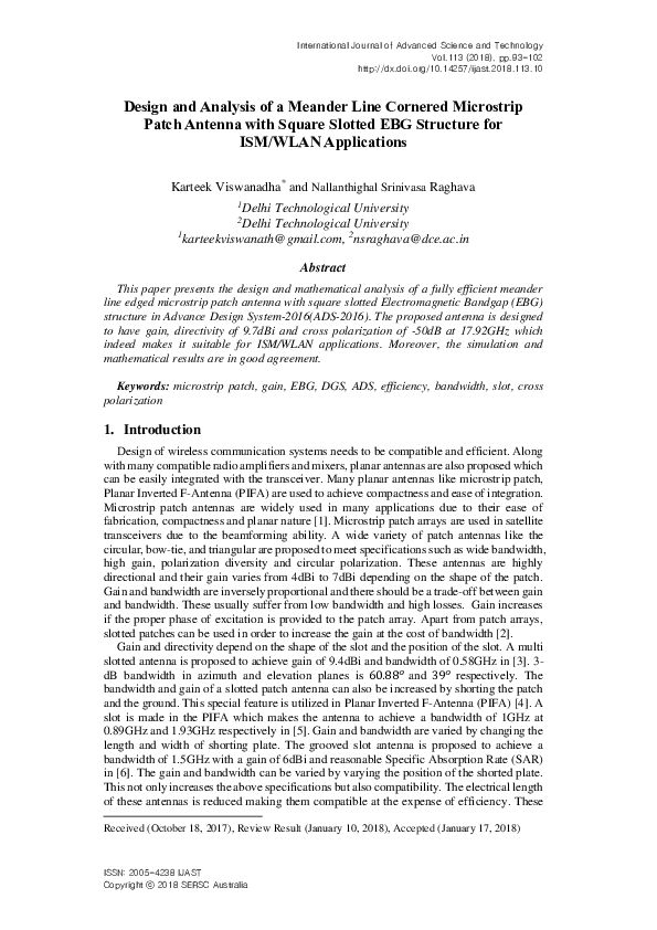 (PDF) Design and Analysis of a Meander Line Cornered Microstrip Patch ...