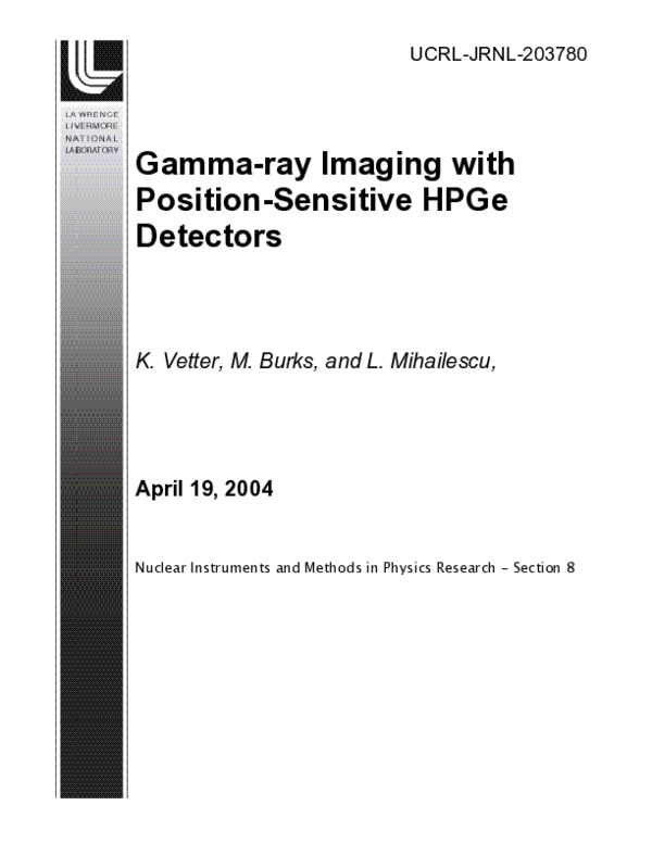 (PDF) Gamma-ray imaging with position-sensitive HPGe detectors