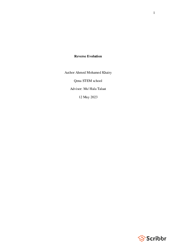 (PDF) Reverse Evolution