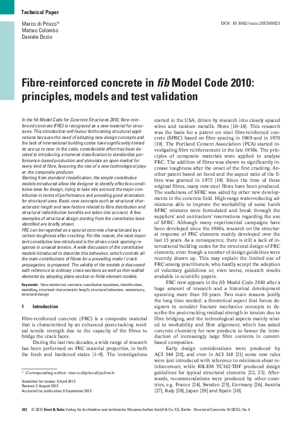 (PDF) Fibre-reinforced concrete infibModel Code 2010: principles ...