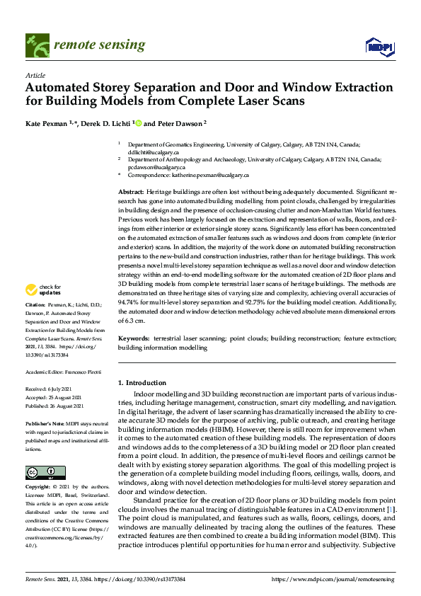 (PDF) Automated Storey Separation and Door and Window Extraction for ...