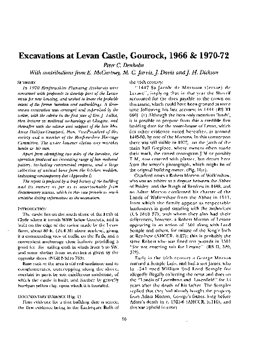 (PDF) Excavations at Levan Castle, Gourock, 1966 & 1970-72