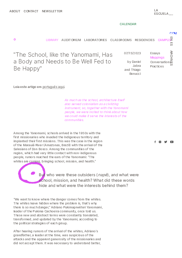 (PDF) "The School, like the Yanomami, Has a Body and Needs to Be Well ...