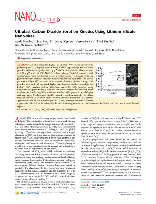 (PDF) Ultrafast carbon dioxide sorption kinetics using lithium silicate ...
