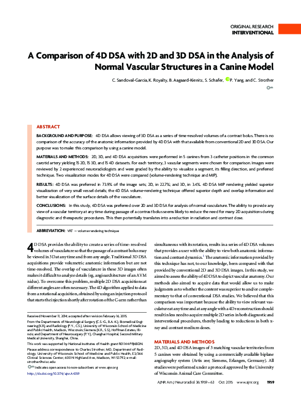 (PDF) A Comparison of 4D DSA with 2D and 3D DSA in the Analysis of Normal Vascular Structures in ...
