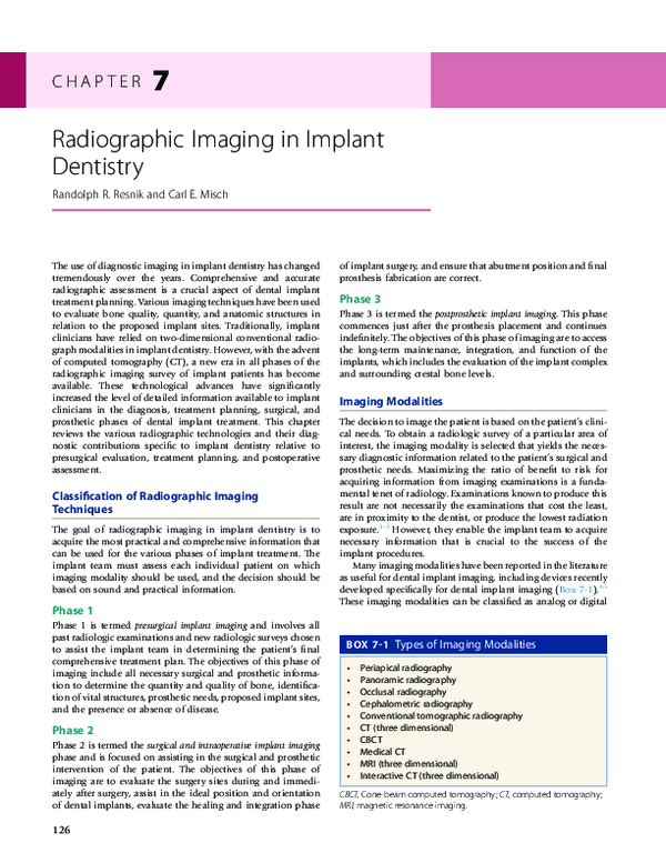(PDF) Radiographic Imaging in Implant Dentistry