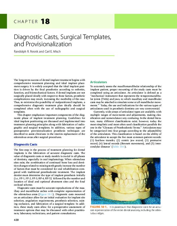 (PDF) Diagnostic Casts, Surgical Templates, and Provisionalization