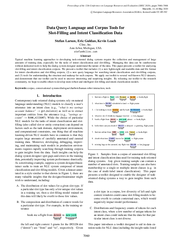 (PDF) Data Query Language and Corpus Tools for Slot-Filling and Intent Classification Data