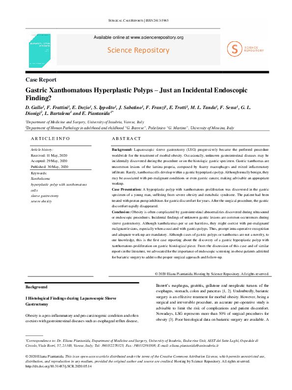 (PDF) Gastric Xanthomatous Hyperplastic Polyps – Just an Incidental ...
