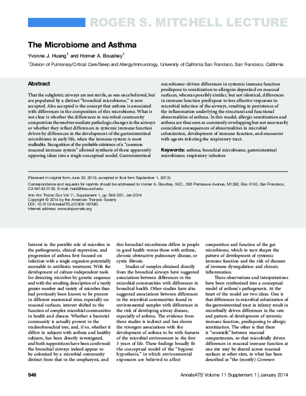 (PDF) The Microbiome and Asthma