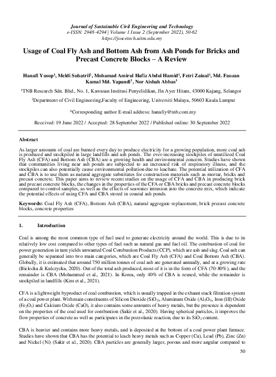 (PDF) Usage of Coal Fly Ash and Bottom Ash from Ash Ponds for Bricks ...
