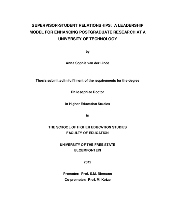 (PDF) Supervisor-student relationship : a leadership model for ...