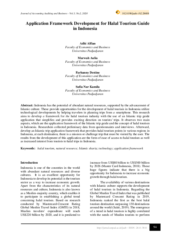 (PDF) Application Framework Development for Halal Tourism Guide in ...