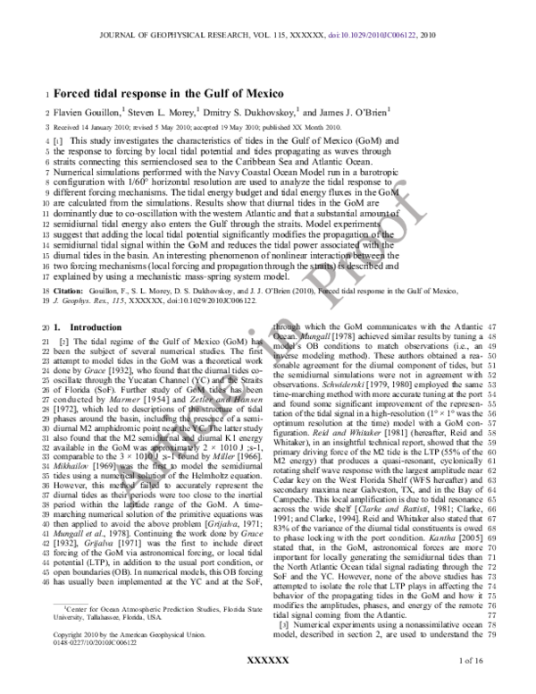 (PDF) Forced tidal response in the Gulf of Mexico