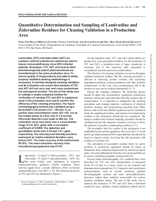 (PDF) Quantitative Determination and Sampling of Lamivudine and ...