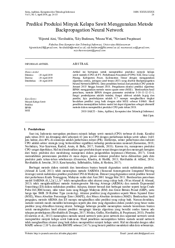 (PDF) Prediksi Produksi Minyak Kelapa Sawit Menggunakan Metode Backpropagation Neural Network