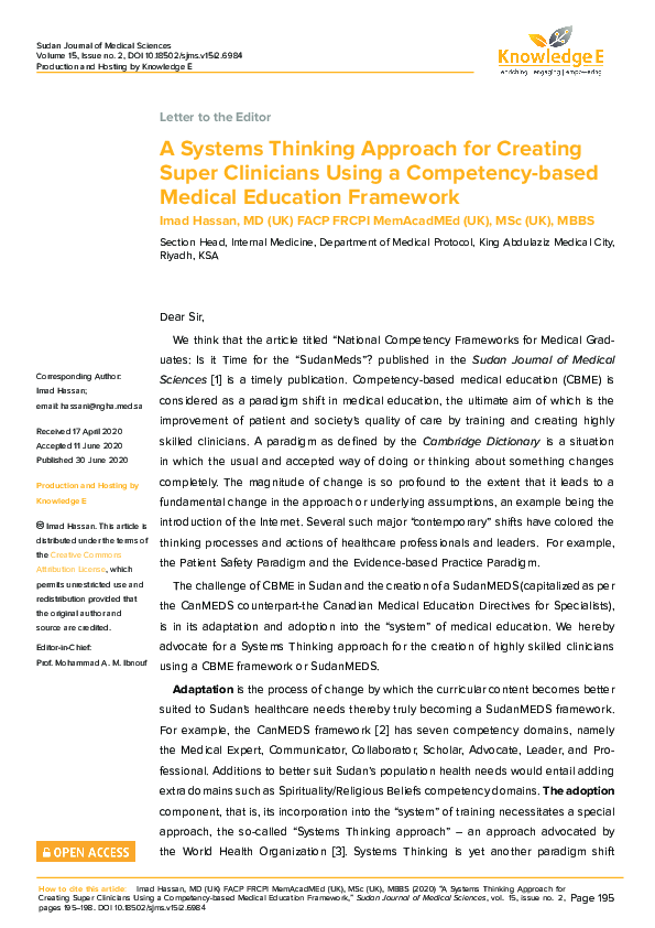 (PDF) A Systems Thinking Approach for the Creation of Super Clinicians ...