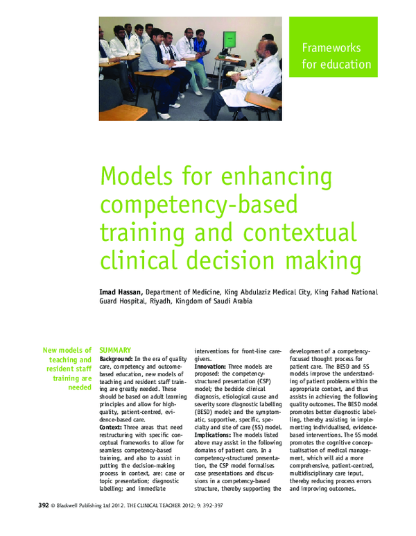 (PDF) Models for Enhancing Competency-Based Training