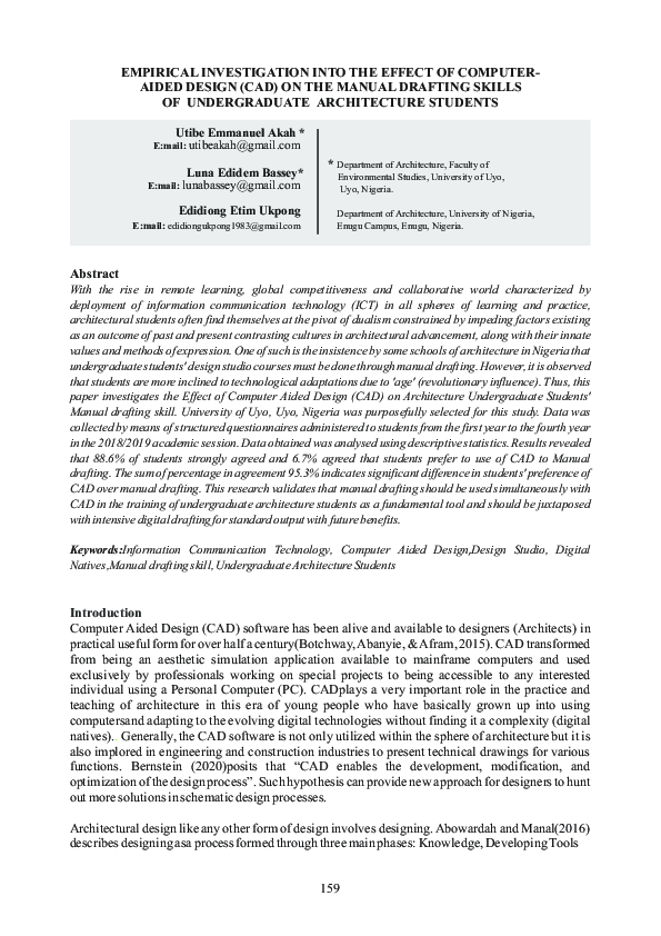 (PDF) EMPIRICAL INVESTIGATION INTO THE EFFECT OF COMPUTER-AIDED DESIGN (CAD) ON THE MANUAL ...