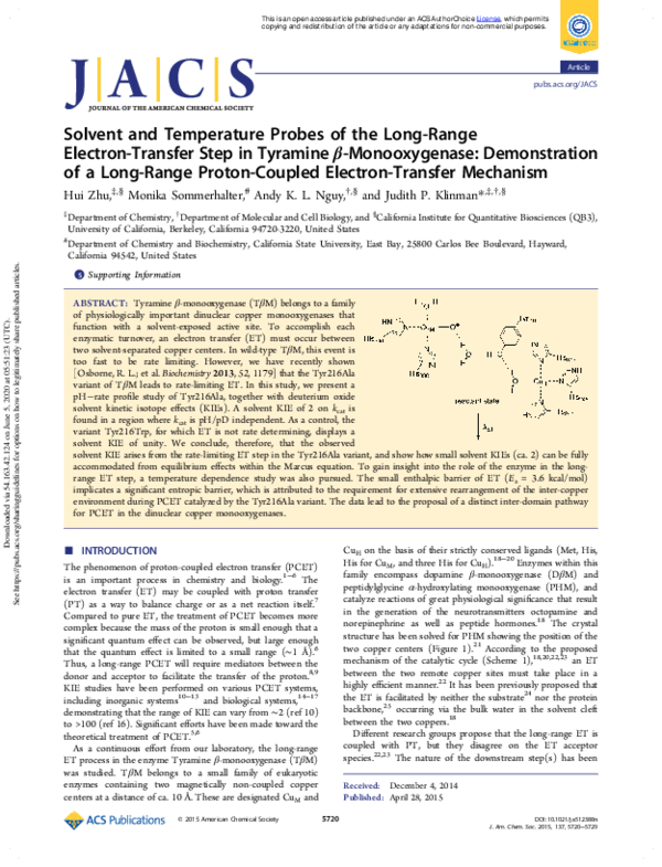(PDF) Solvent and Temperature Probes of the Long-Range Electron ...