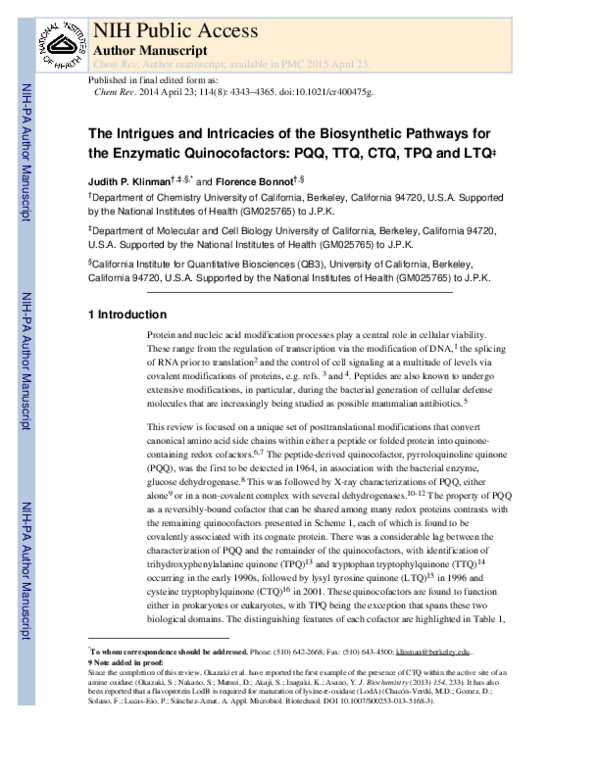 (PDF) Intrigues and Intricacies of the Biosynthetic Pathways for the ...