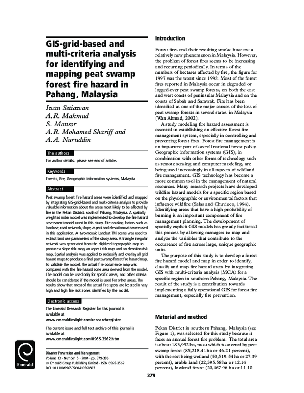 (PDF) GIS‐grid‐based and multi‐criteria analysis for identifying and mapping peat swamp forest ...