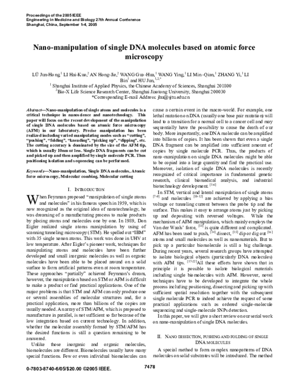 (PDF) Nano-Manipulation of Single DNA Using AFM Techniques