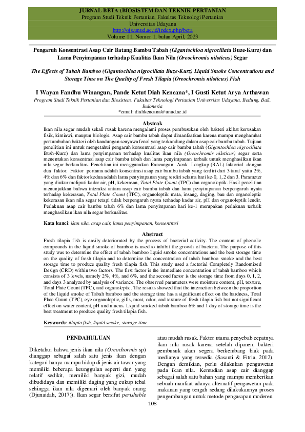 (PDF) Pengaruh Konsentrasi Asap Cair Batang Bambu Tabah (Gigantochloa ...