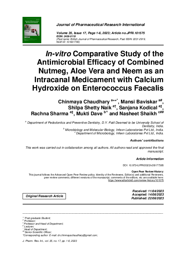 (PDF) In-vitro Comparative Study of the Antimicrobial Efficacy of Combined Nutmeg, Aloe Vera and ...