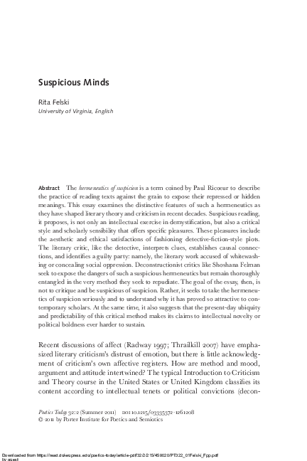 (PDF) Suspicious Minds