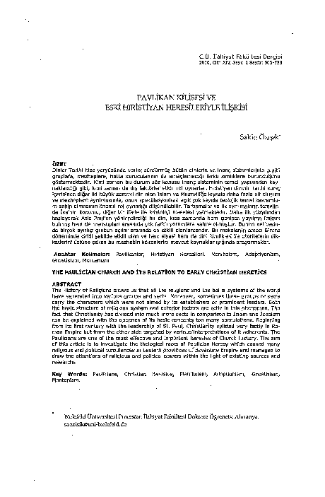(PDF) The Paulician Church and Its Relation to Early Christian Heretics