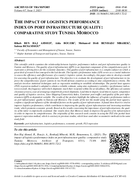 (PDF) The impact of logistics performance index on port infrastructure quality: comparative ...